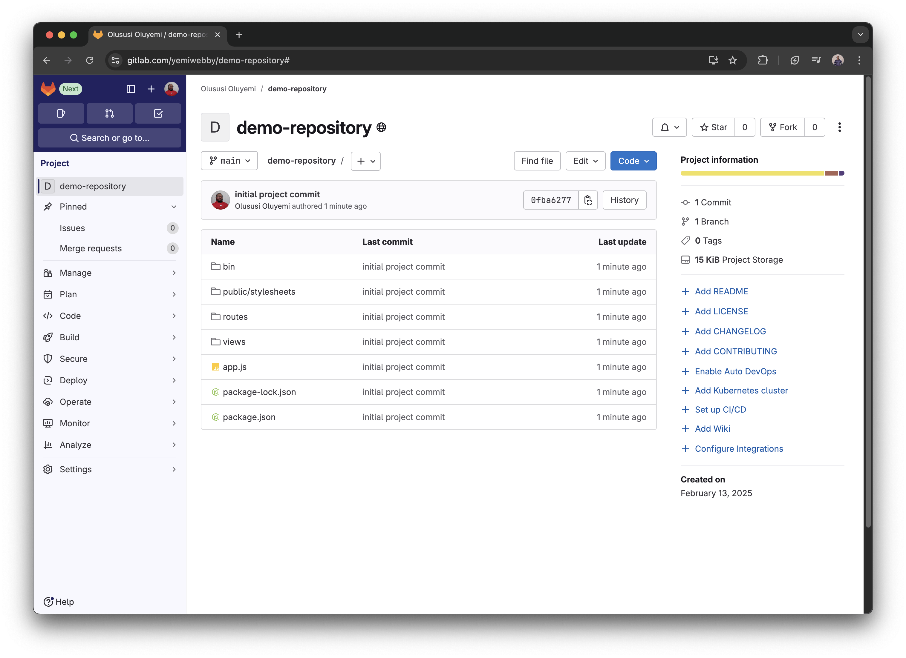 Pushing a project to GitLab | CircleCI