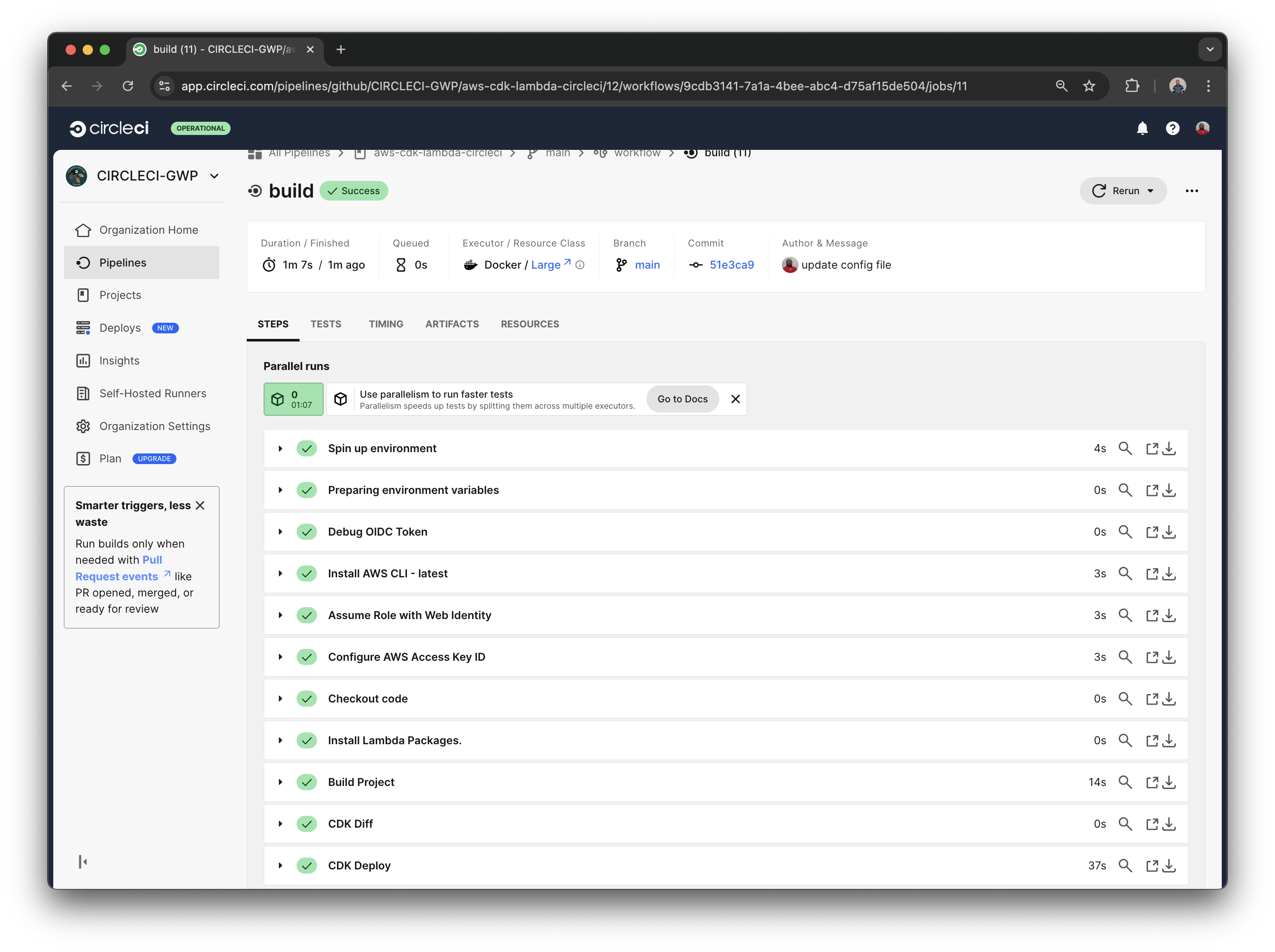 Automate AWS Lambda function deployments to AWS CDK | CircleCI